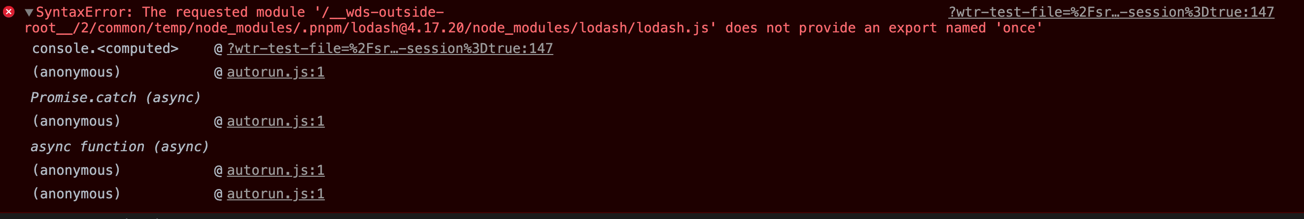 [web Test Runner] `syntaxerror The Requested Module Lodash Does Not Provide An Export Named