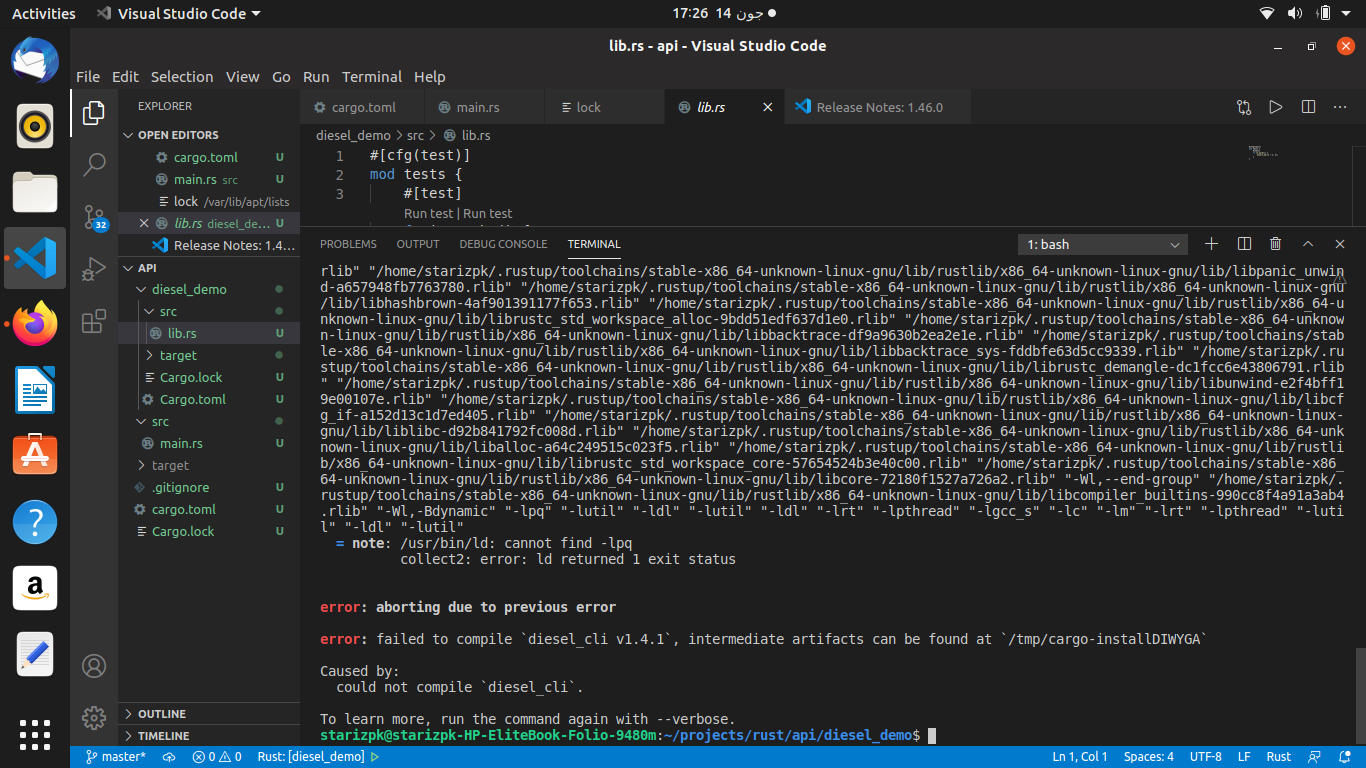 Error Linking With `cc` Failed Exit Code 1 · Issue 73349 · Rust Langrust · Github 