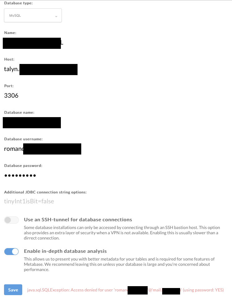 Metabase Mac app using wrong username domain to connect to external MySQL databse · Issue #5414 ...