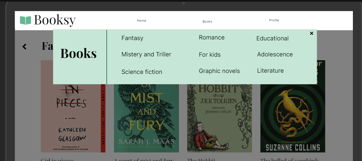 UX and UI Design: Books dropdown menu · Issue #93 · UB-ES-2021-A4 ...