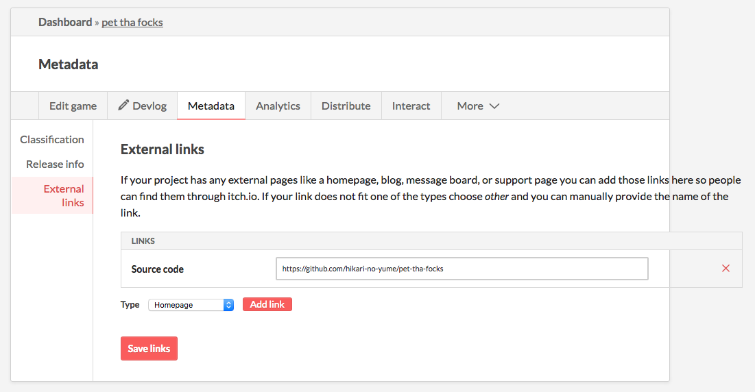 Metadata External Links Are Not Shown · Issue 688 · Itchio · Github