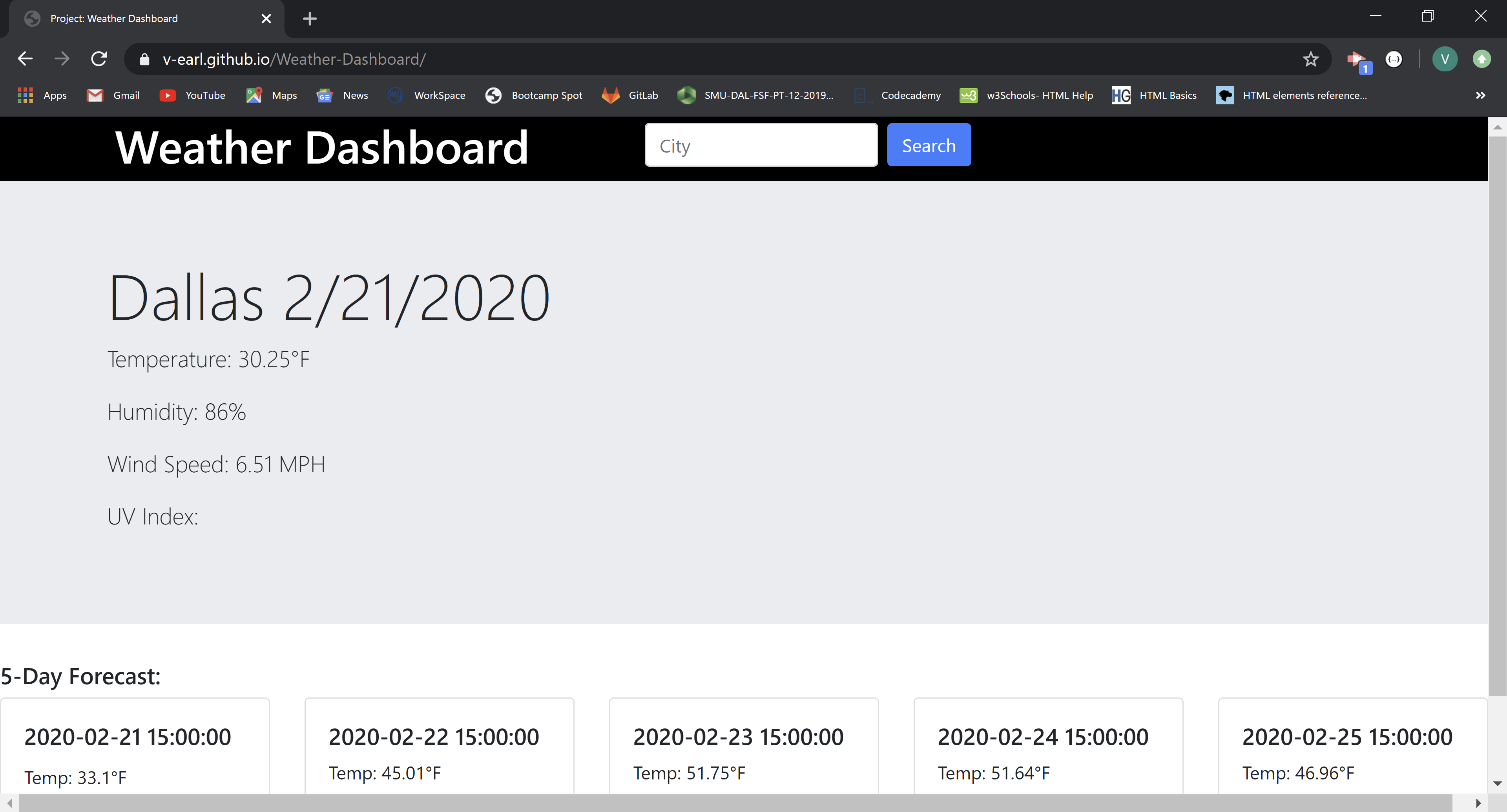 GitHub - V-Earl/Weather-Dashboard