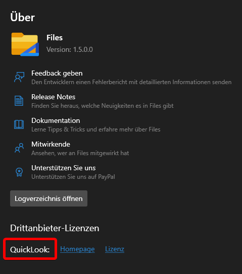 Homepage and License links to QuickLook · Issue #4309 · files-community ...