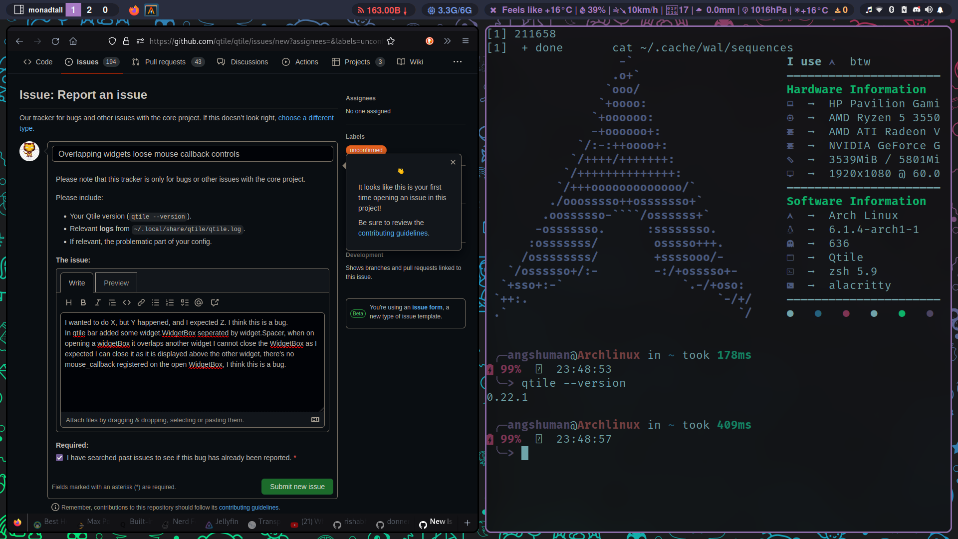 Overlapping Widgets Loose Mouse Callback Controls · Issue 4111 · Qtile