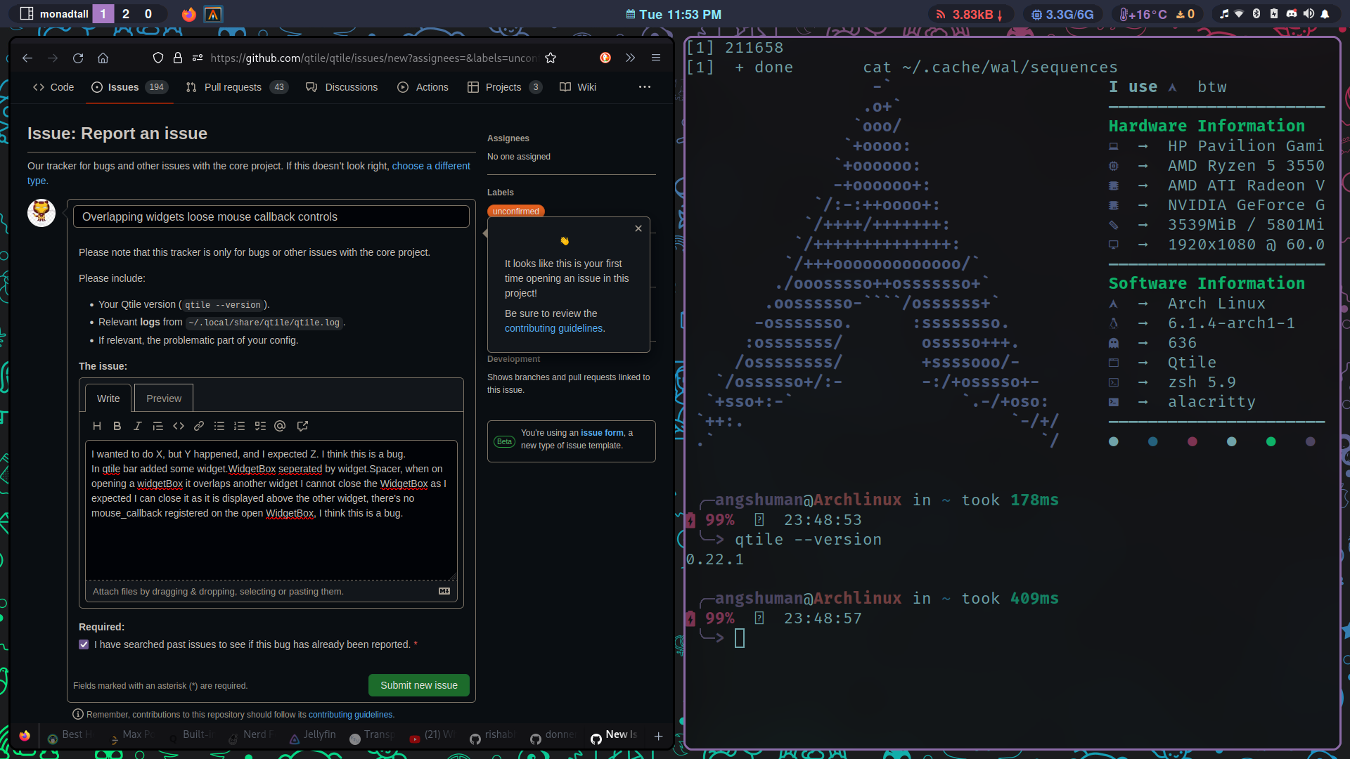 Overlapping widgets loose mouse callback controls · Issue #4111 · qtile/qtile · GitHub