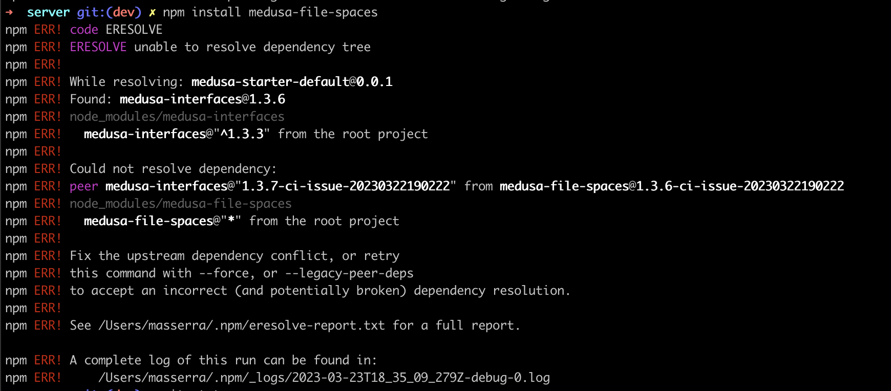 Packagemedusa File Spaces Npm Error Installing Package · Issue 3564 · Medusajsmedusa · Github