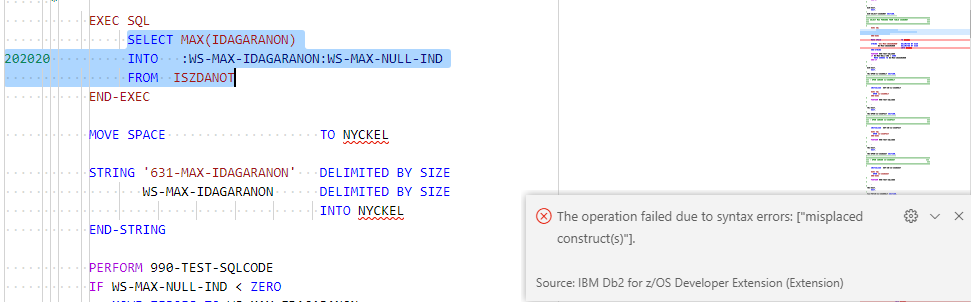 Running SQL embedded in COBOL with line numbers · Issue #40 · IBM/db2forzosdeveloperextension ...