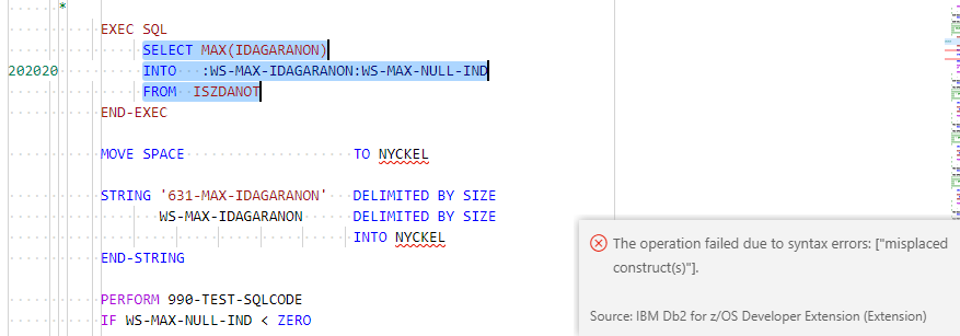 Running SQL embedded in COBOL with line numbers · Issue #40 · IBM/db2forzosdeveloperextension ...