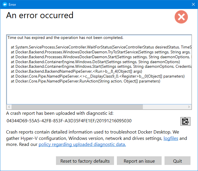 An Error Occured · Issue 5328 · Dockerfor Win · Github 