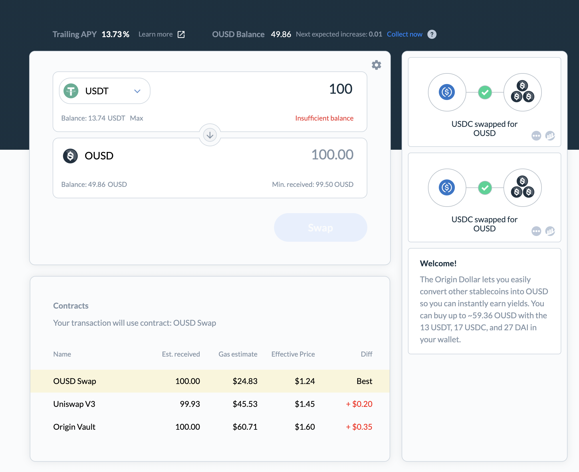 Costs Disclaimer in Mint Experience · Issue #551 · OriginProtocol/origin-dollar · GitHub