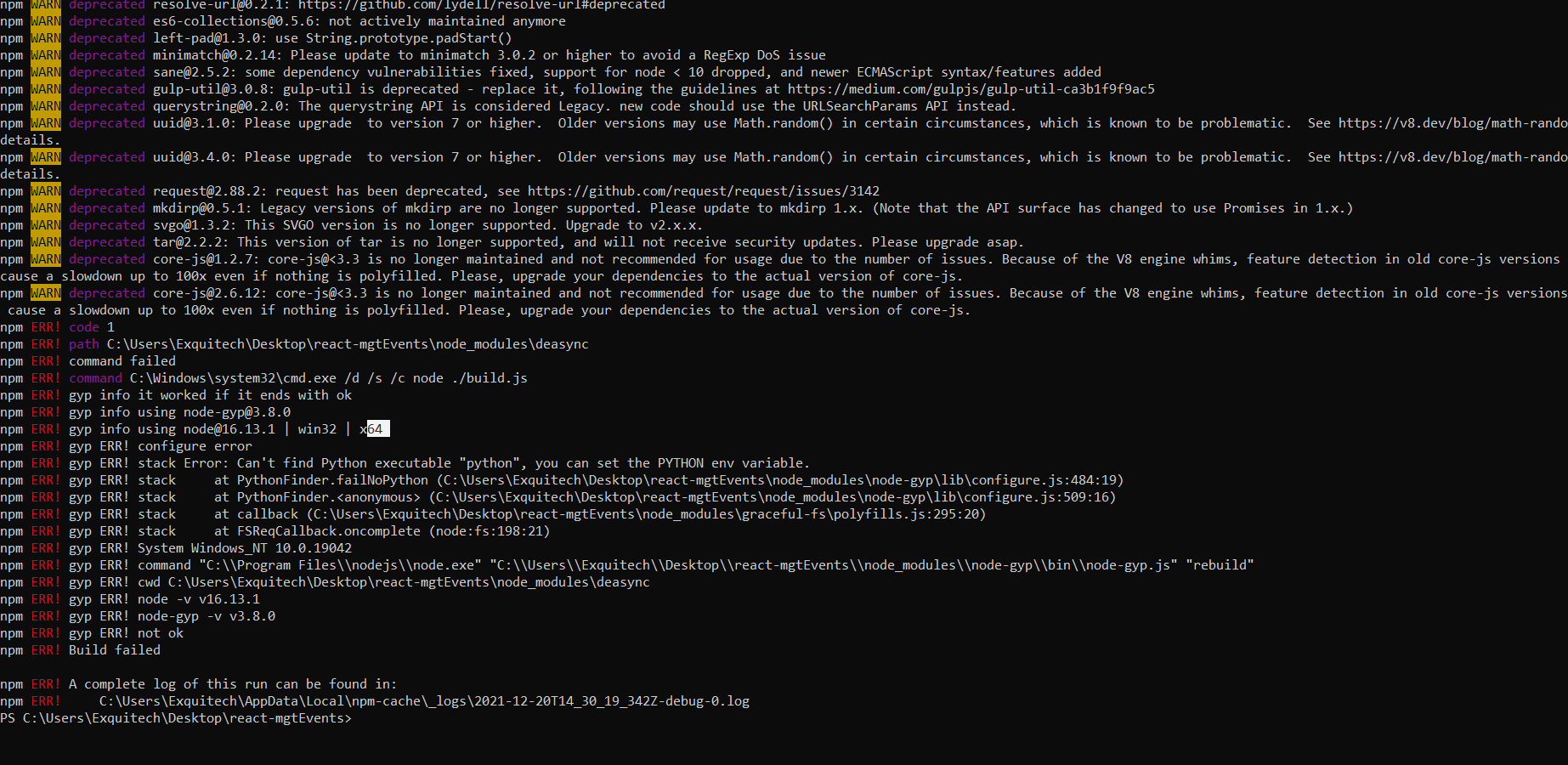 npm install command error · Issue #2173 · pnp/sp-dev-fx-webparts · GitHub