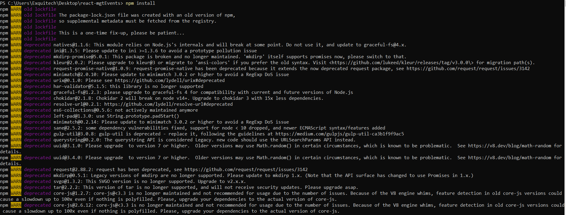 npm install command error · Issue #2173 · pnp/sp-dev-fx-webparts · GitHub