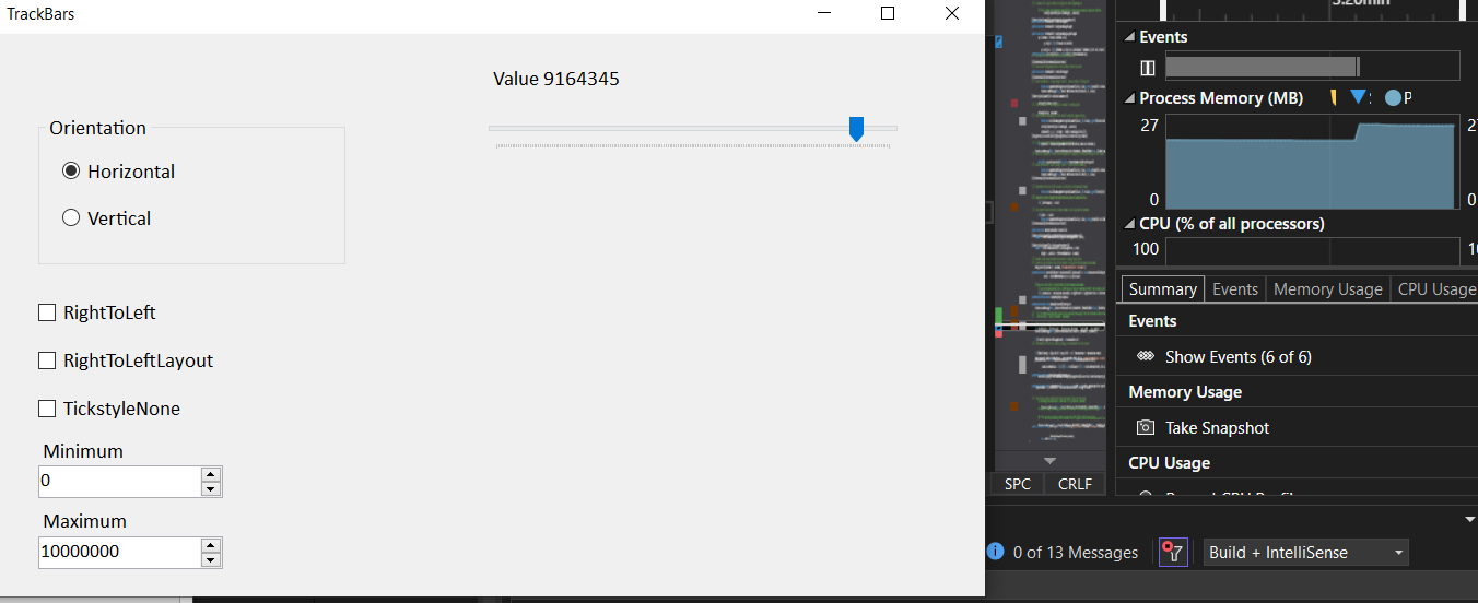 Setting the Maximum value on a Trackbar to a very large number results in excessive memory usage ...