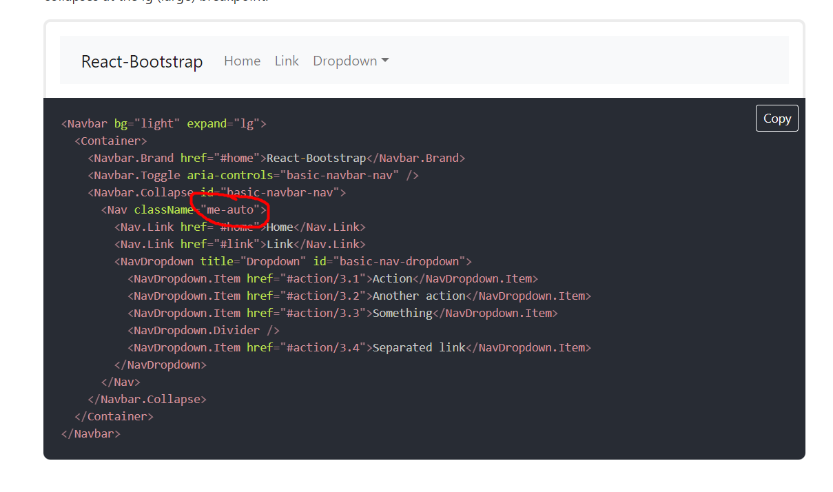 Unexpected className 'me-auto' in docs for Navbar component · Issue ...
