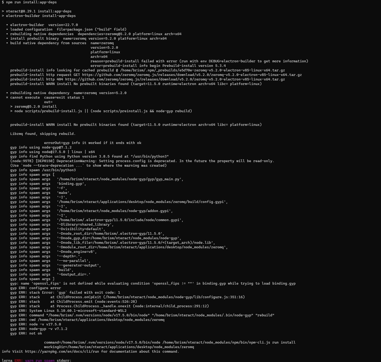 Unable To Run The Nteract Electron App Following The Steps In Contributionmd · Issue 5644 
