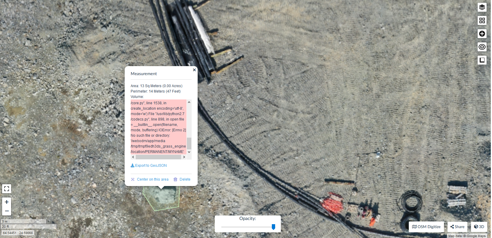 Volume calculation fails to complete. · Issue #764 · OpenDroneMap/WebODM · GitHub