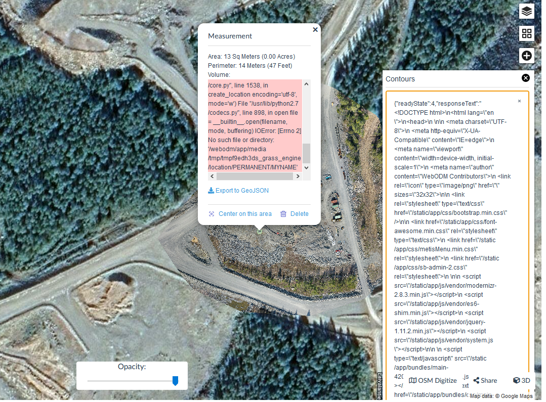 Volume calculation fails to complete. · Issue #764 · OpenDroneMap/WebODM · GitHub