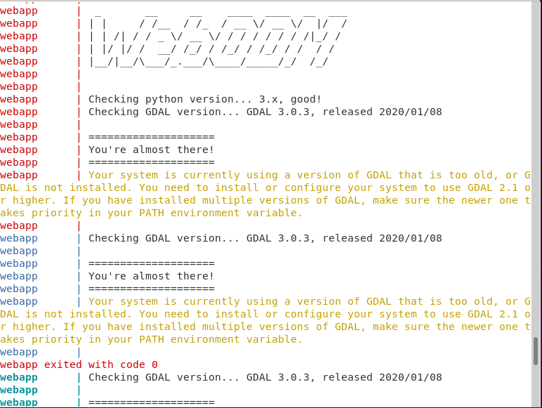 GDAL reported as missing or too old · Issue #798 · OpenDroneMap/WebODM · GitHub