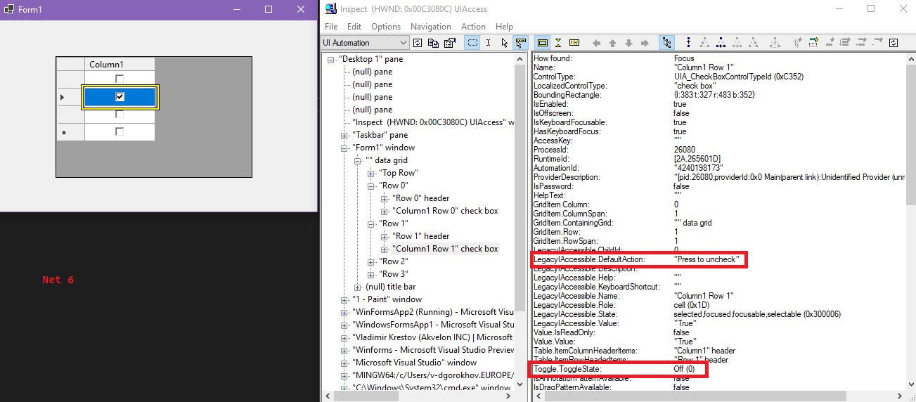 An instance of DataGridViewCheckBoxCell class has an incorrect value of ToggleState property ...