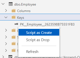 Generated Scripts with Primary Key Definitions include Intellisense syntax error on SORT_IN ...