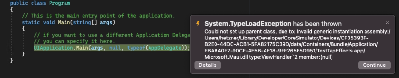 [bug] [ios] System Typeloadexception When Starting The Ios Simulator With Toolkit Version 5 0 0