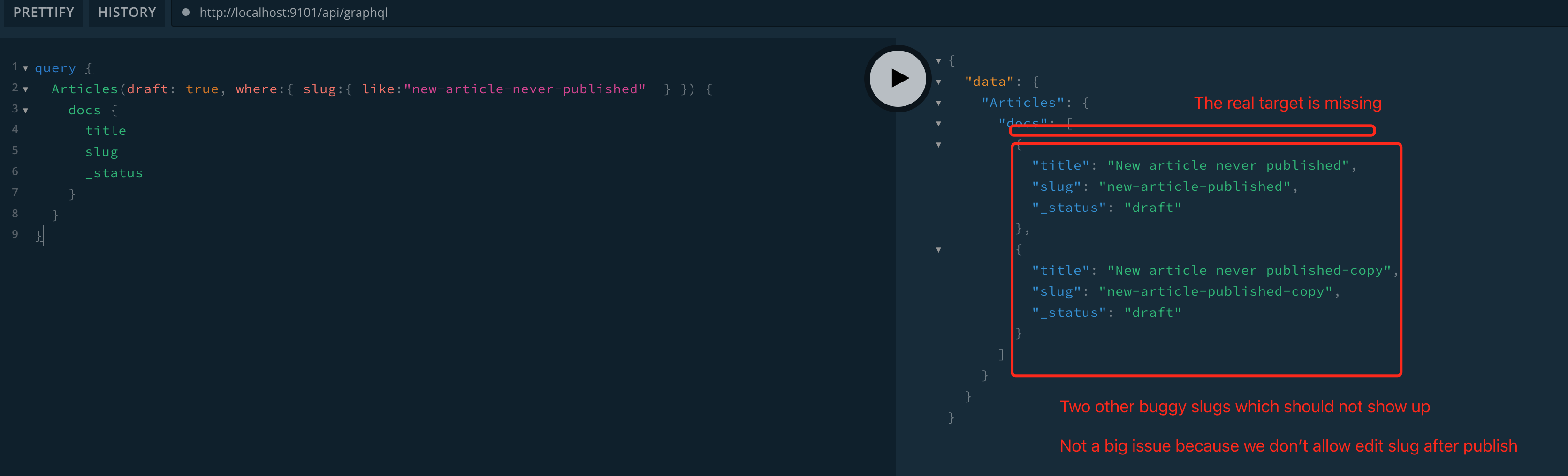 Draft posts that's never published cannot be queried with slug operator anymore in 1.2.4 · Issue ...