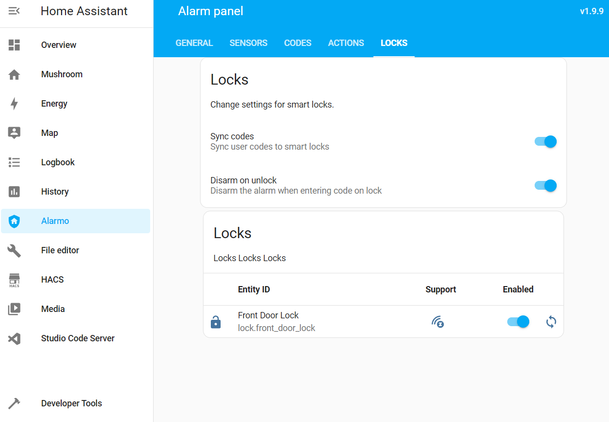 Smart lock integration for Alarmo · Issue #724 · nielsfaber/alarmo · GitHub