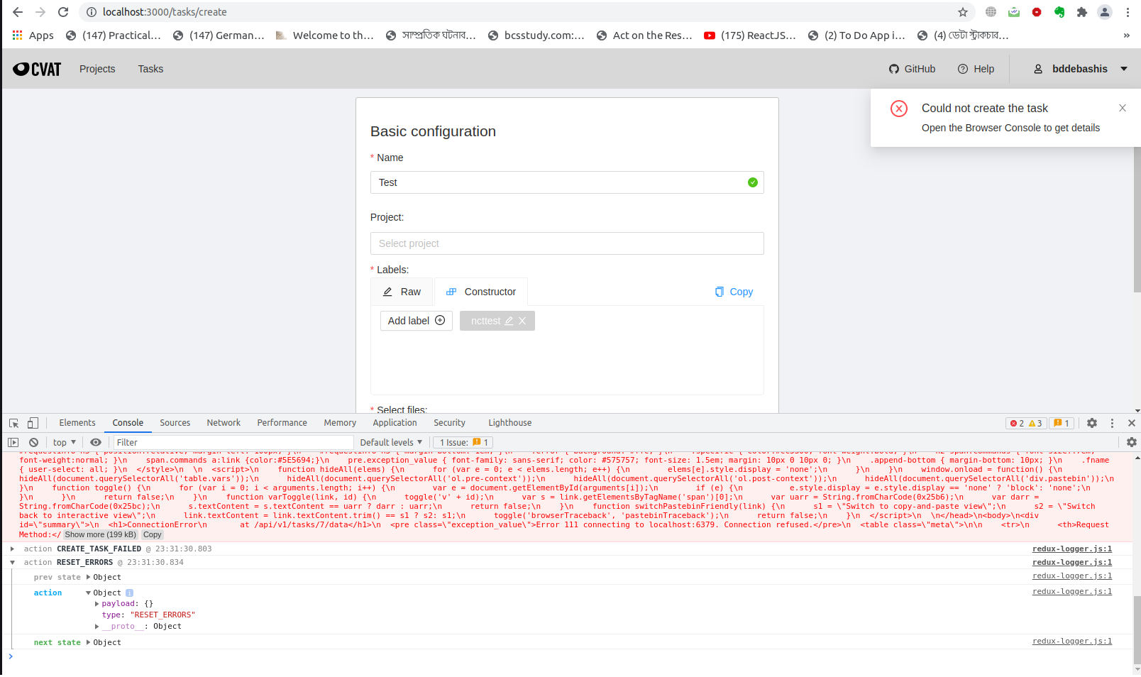 Could not create the task, Open the Browser Console to get details. · Issue #3419 · cvat-ai/cvat ...