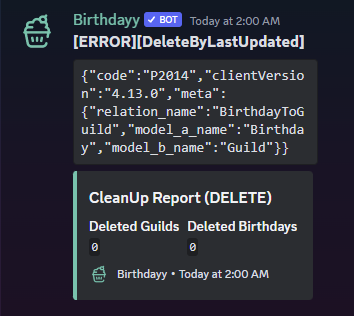 [Bug] CleanUp Report · Issue #289 · BirthdayyBot/BirthdayyBot · GitHub