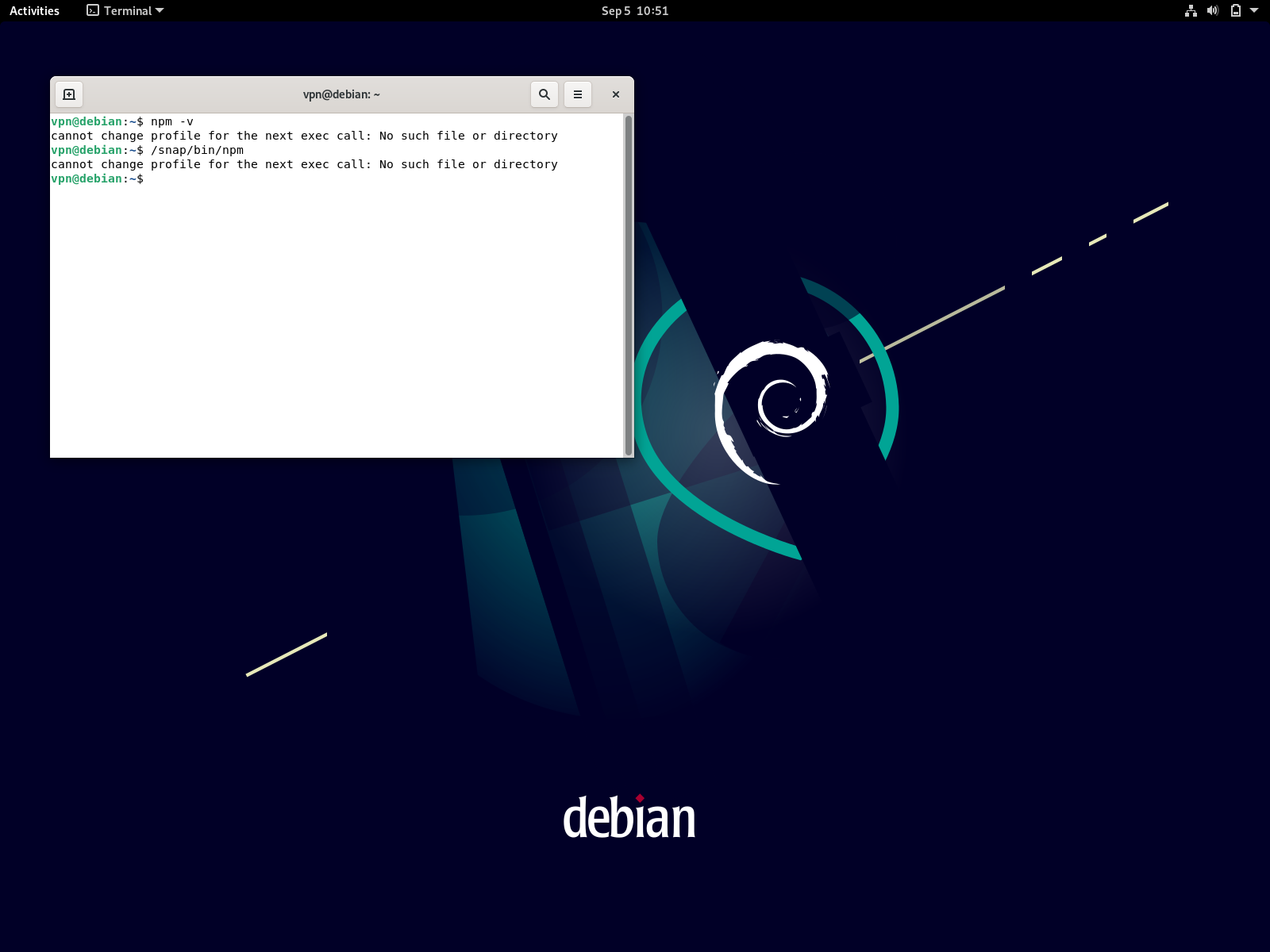 "cannot change profile for the next exec call : No such File or Directory" Error while trying to ...
