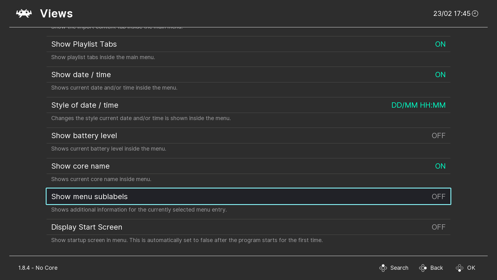 Ozone: show menu sublabels setting is ignored · Issue #10155 · libretro/RetroArch · GitHub