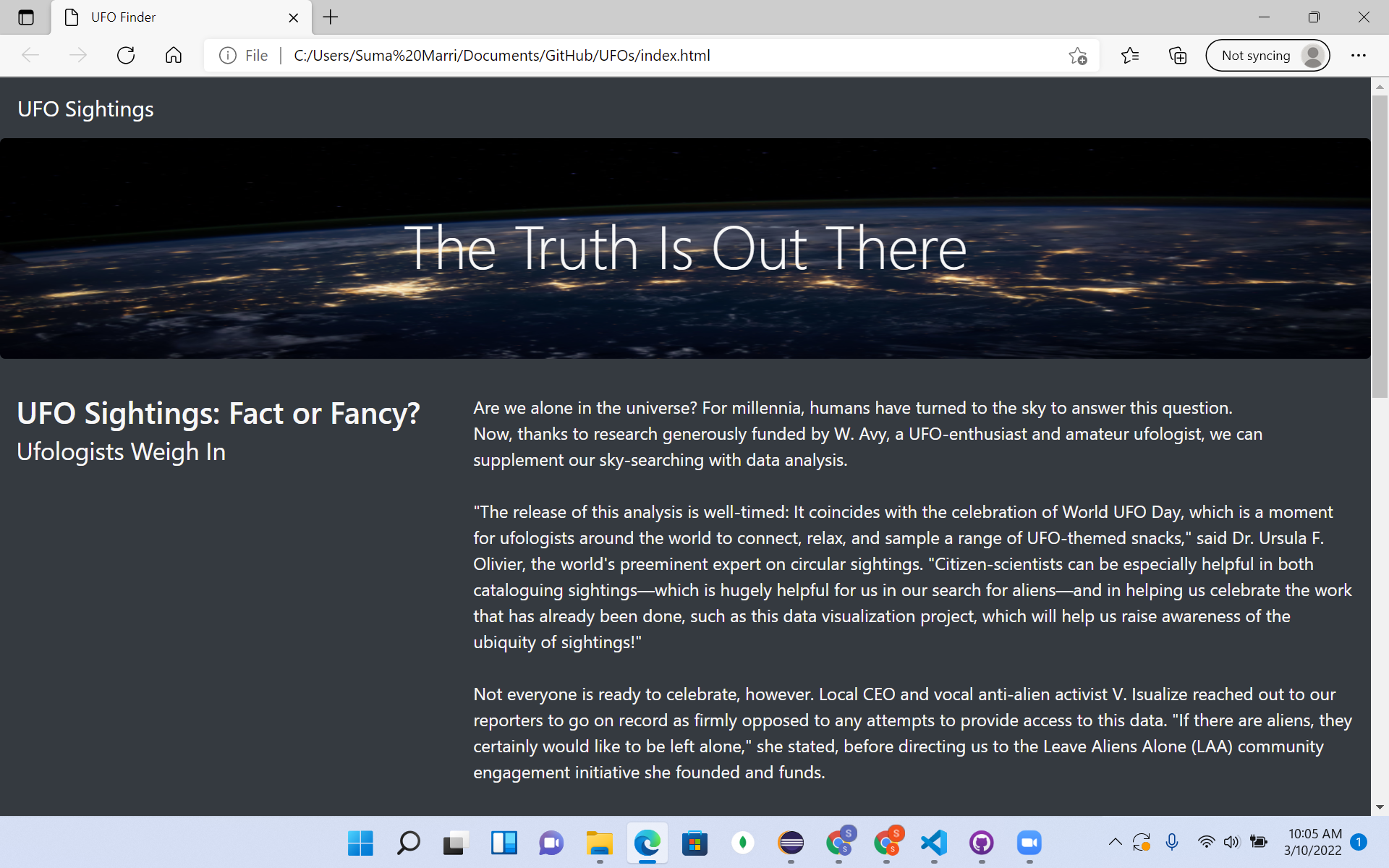 GitHub - Suma-Marri/UFOs