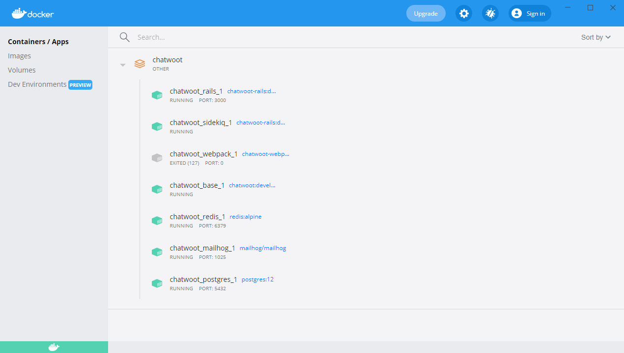 Running Chatwoot with Docker under Windows will fail starting webpack container due to exec ...