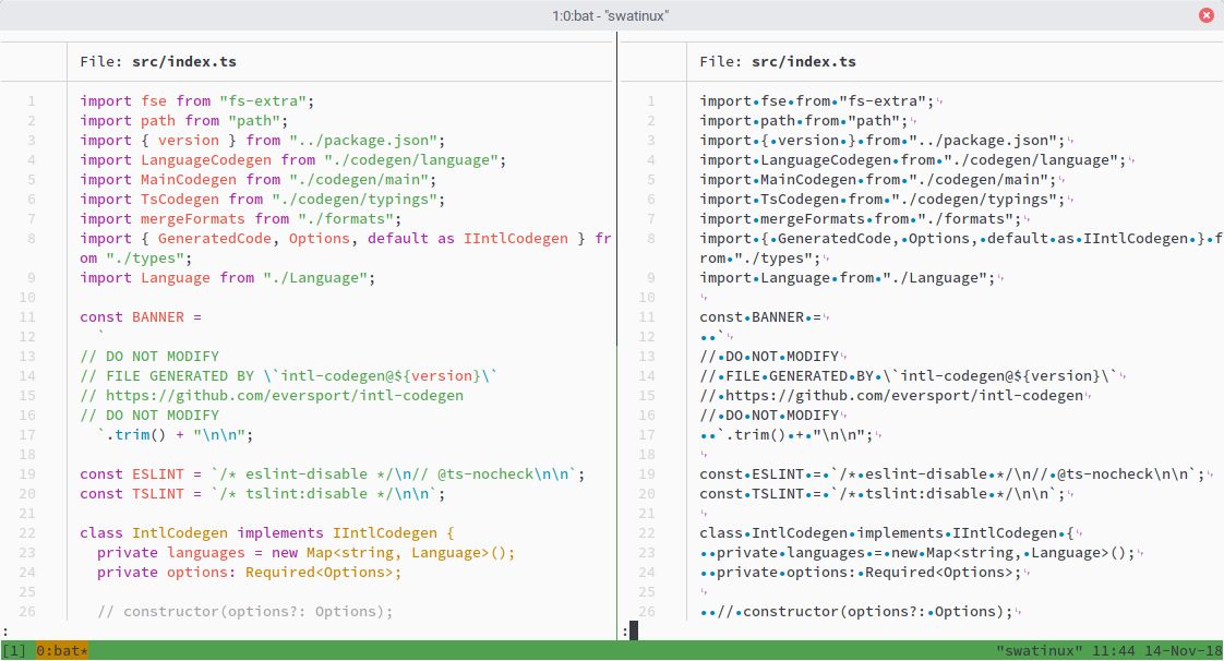 --show-all should still highlight syntax · Issue #414 · sharkdp/bat · GitHub