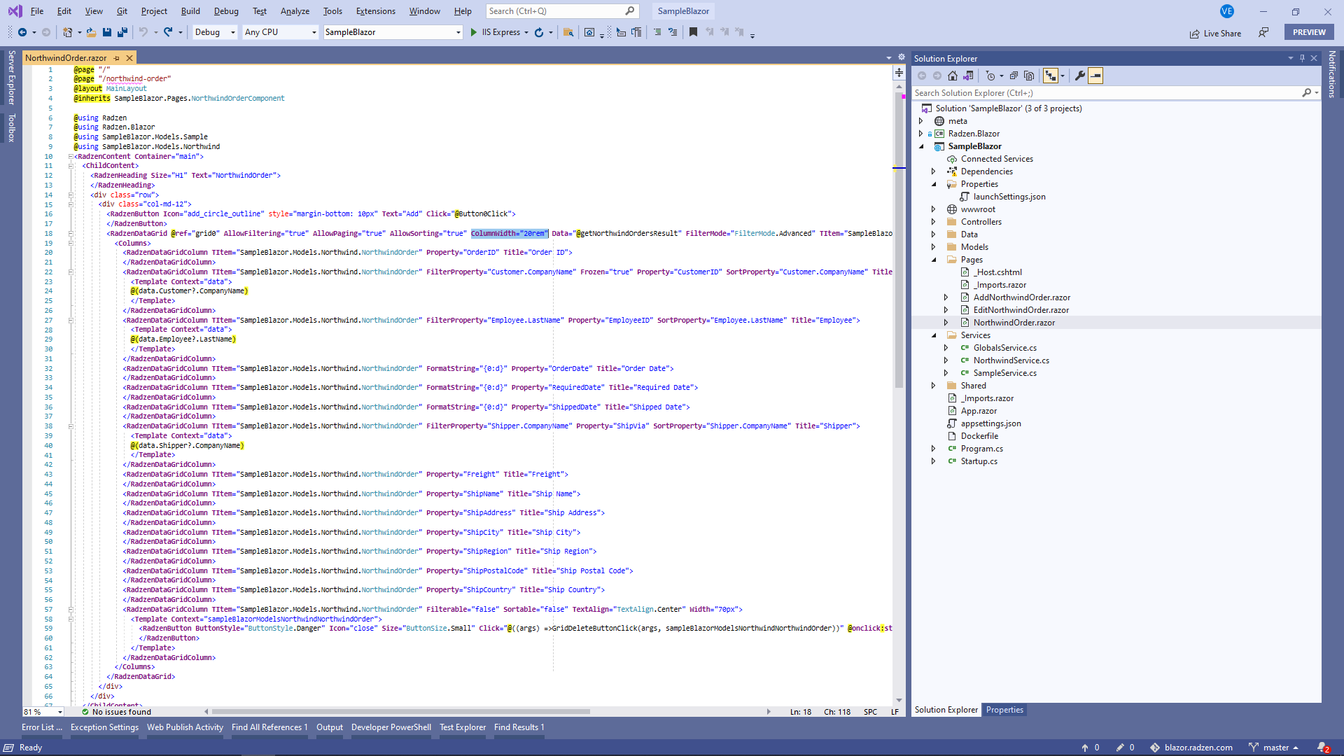 Datagrid Frozen Column Have Bug · Issue 144 · Radzenhqradzen Blazor · Github
