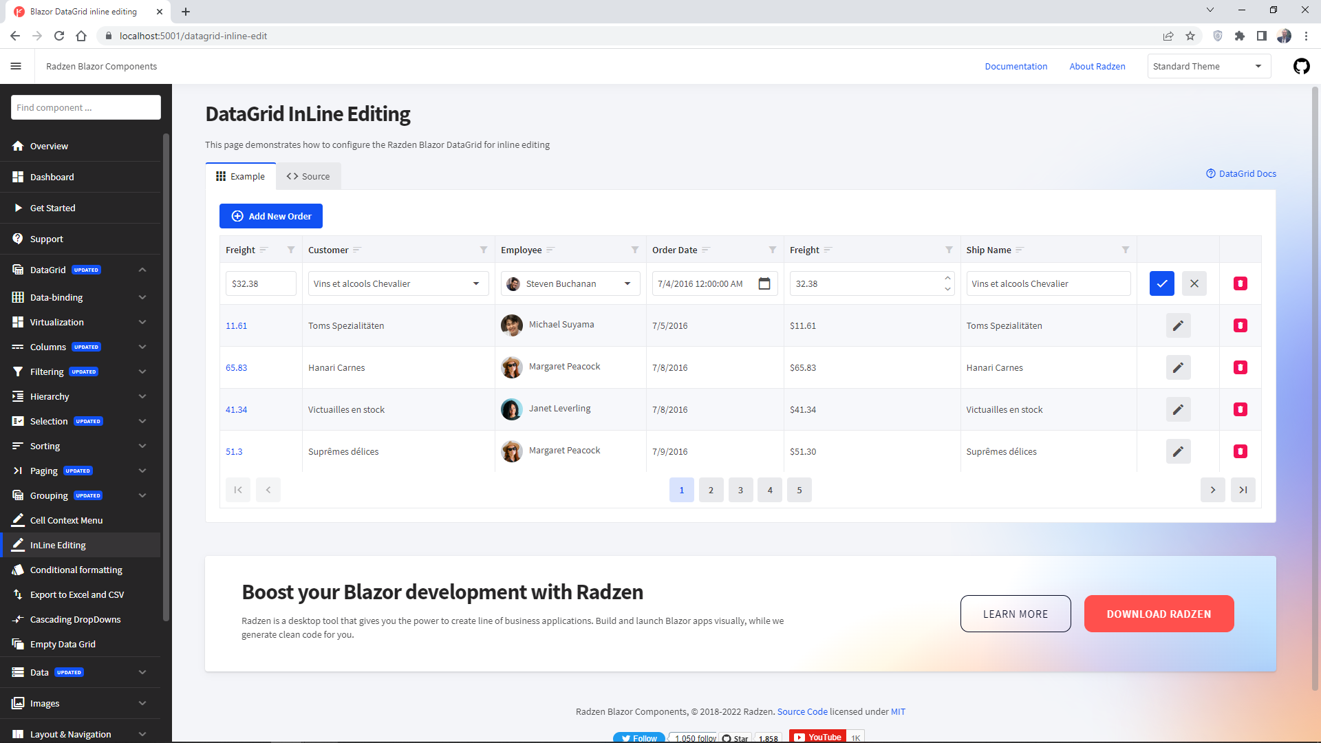 Datagrid Doesnt Cancel Edit From Onkeydown · Issue 604 · Radzenhqradzen Blazor · Github