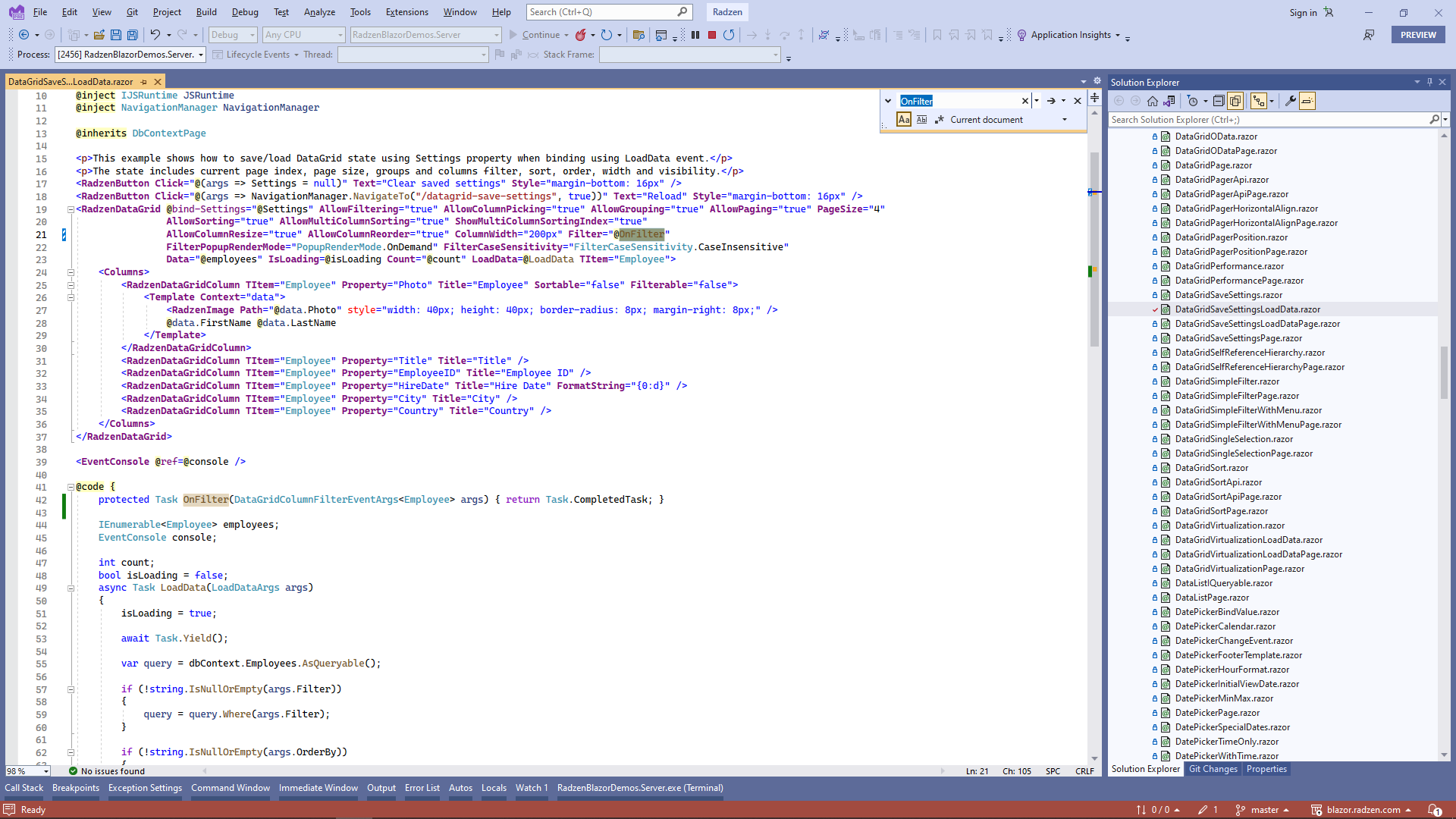 DataGrid @bind-Settings with Filter parameter are not working properly · Issue #831 · radzenhq ...