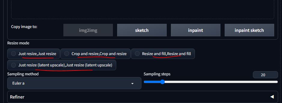 [Bug]: Version: v1.6.0 Options in Inpainting are doubled, ValueError: ['Just resize (latent ...