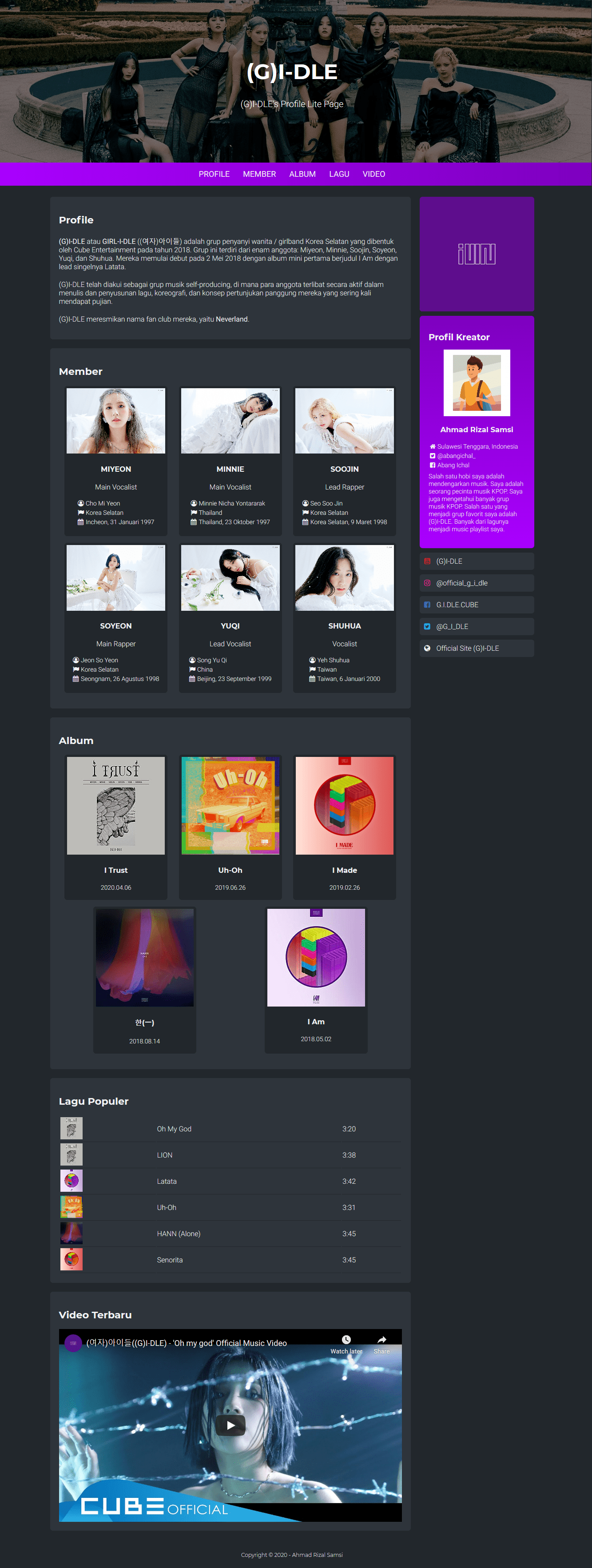 GitHub - arizals/gidle-profile-page: Submission for Dicoding Class: Belajar Dasar Pemrograman ...