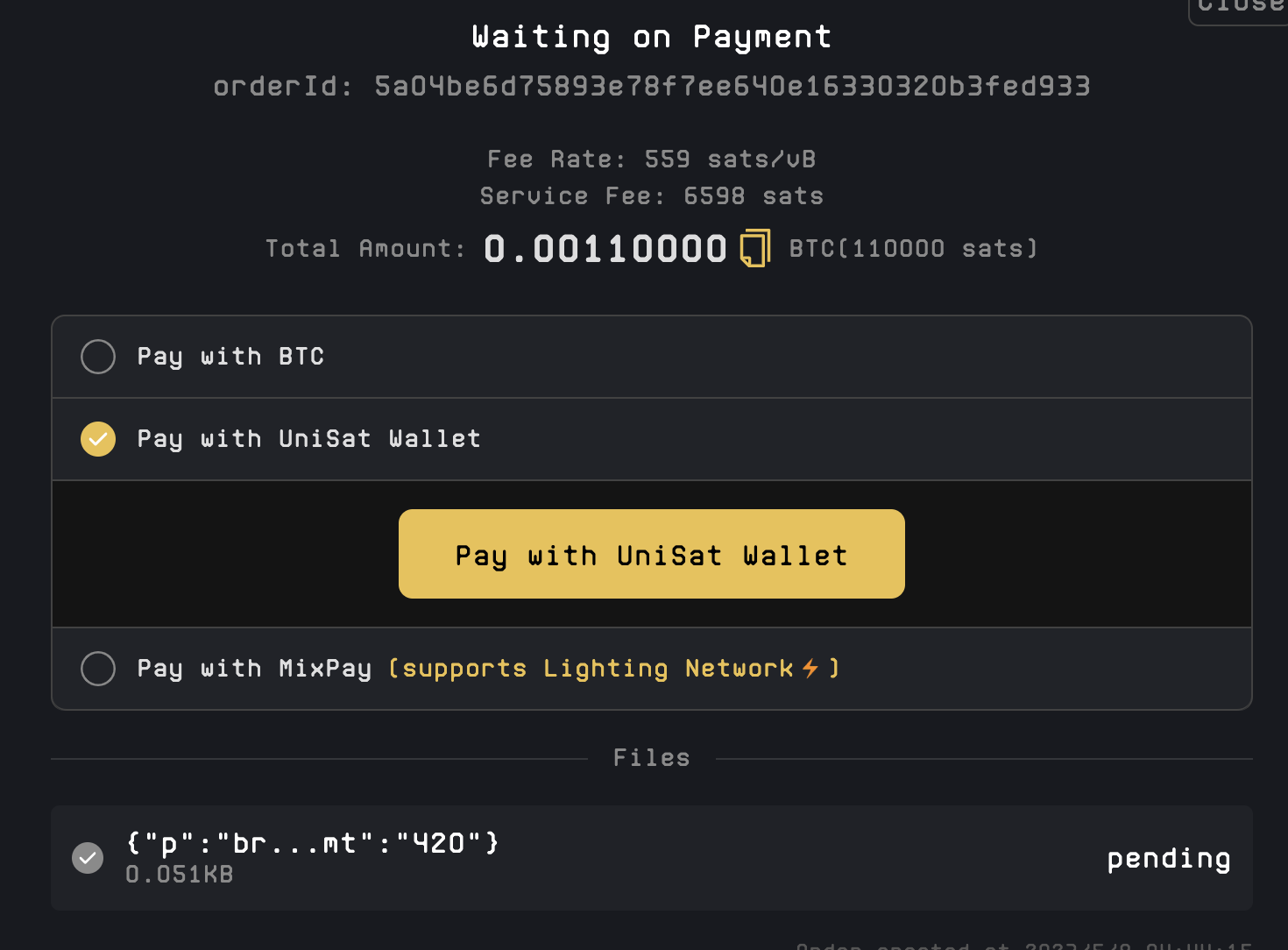 5月8号凌晨4点44分mint的vmpx订单从paid变成pending · Issue #174 · unisat-wallet/inscribing-issues · GitHub