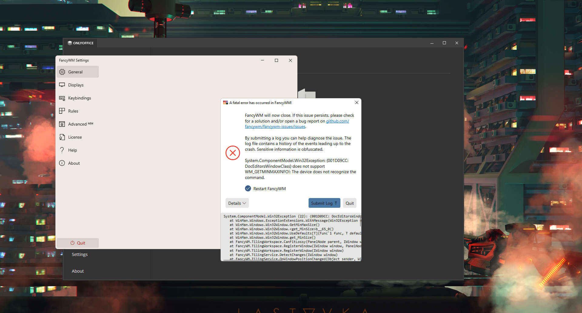 OnlyOffice causes fancywm to error · Issue #25 · FancyWM/fancywm · GitHub