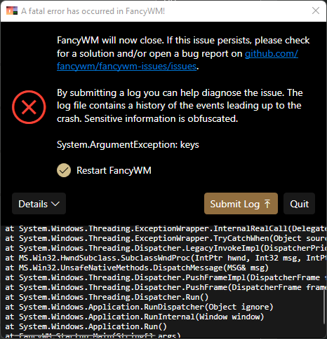 Error in Direct Hotkeys · Issue #50 · FancyWM/fancywm · GitHub