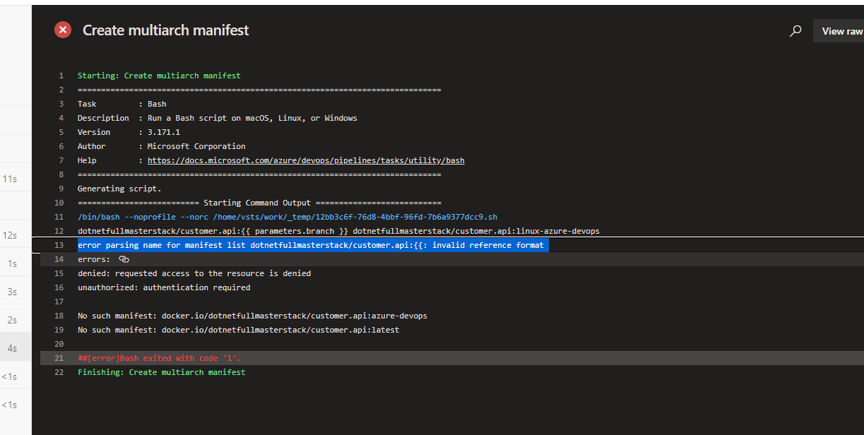 azure pipeline parameter error in multiarch job · Issue #1412 · dotnet-architecture ...