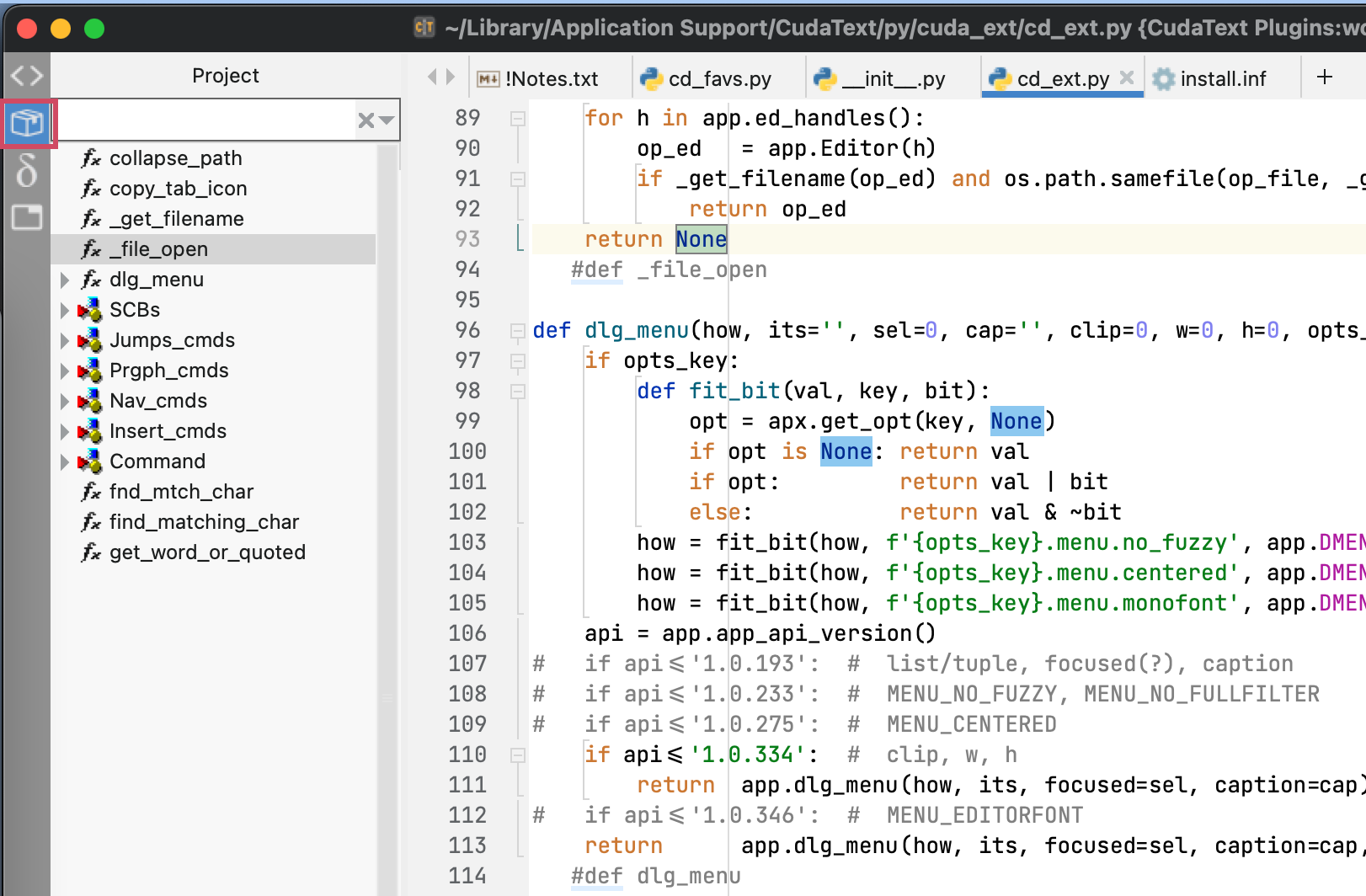 macOS: Code-tree does not hide when you activate Project sidebar button ...