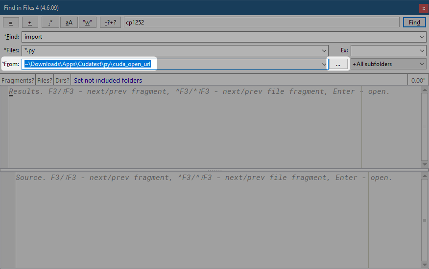 FindInFiles 4: Friendly usage suggestion · Issue #2524 · Alexey-T/CudaText · GitHub