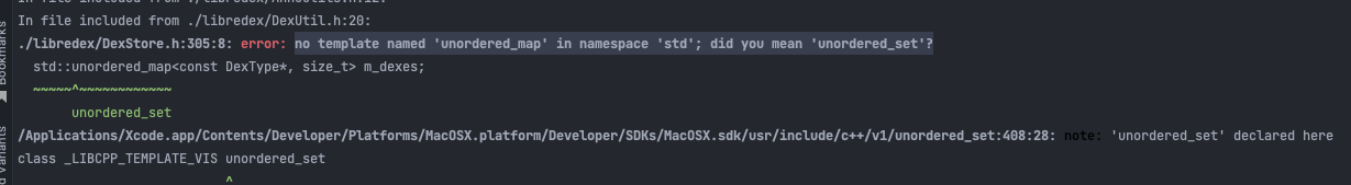 Build Error: no template named 'unordered_map' in namespace 'std'; did you mean 'unordered_set ...