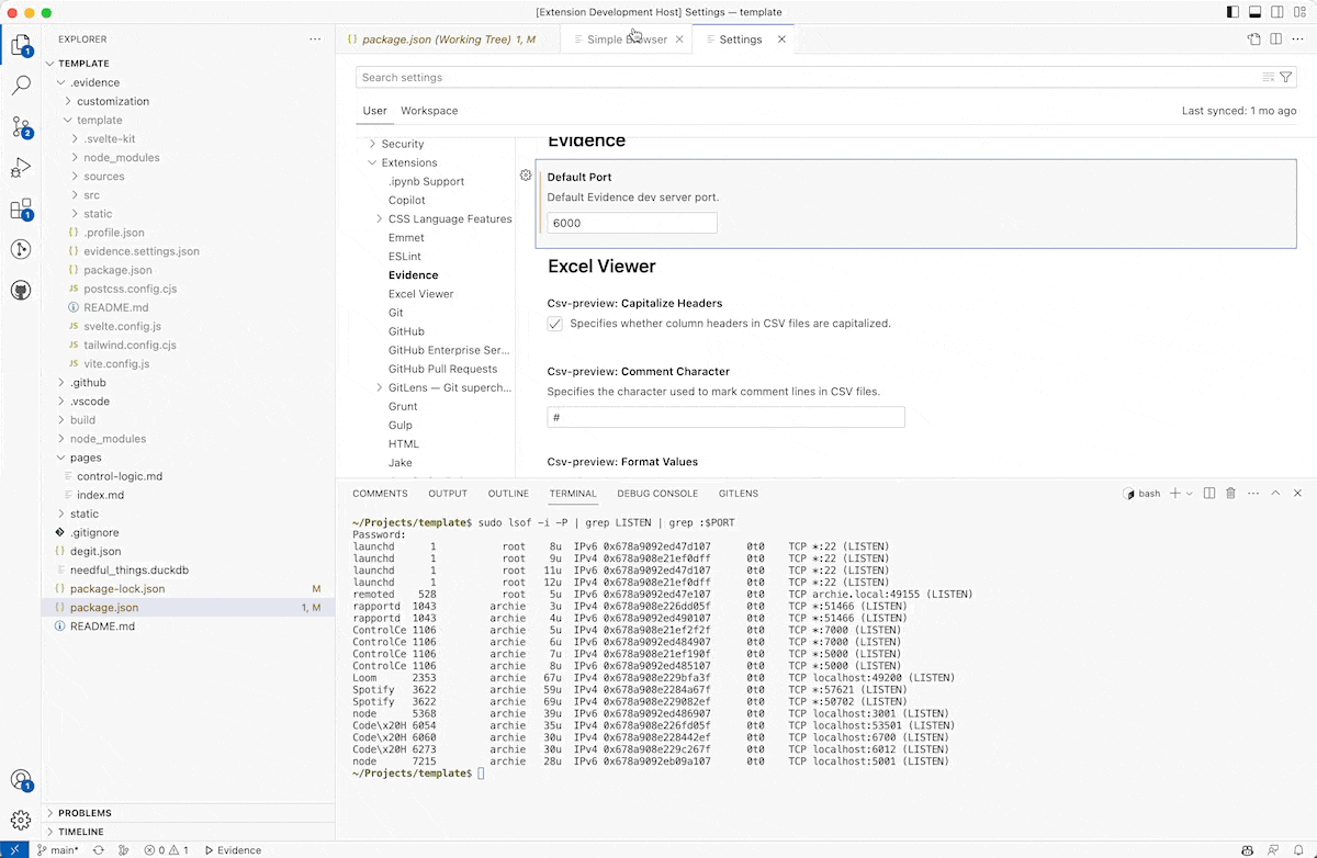 Add new `evidence.defaultPort` configuration setting · Issue #52 · evidence-dev/evidence-vscode ...