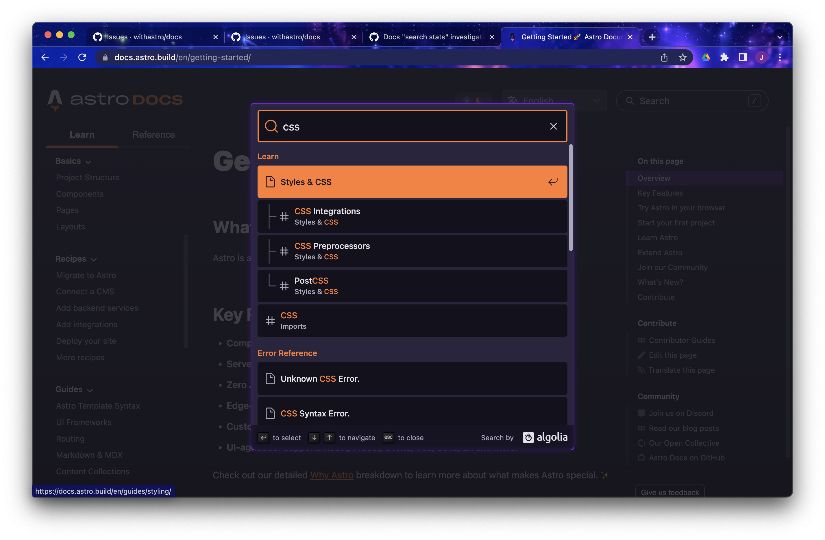 Docs "search stats" investigation · Issue #2042 · withastro/docs · GitHub