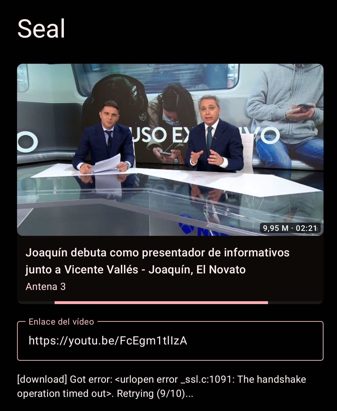 [Bug Report] I can't download any video from youtube · Issue #466 · JunkFood02/Seal · GitHub