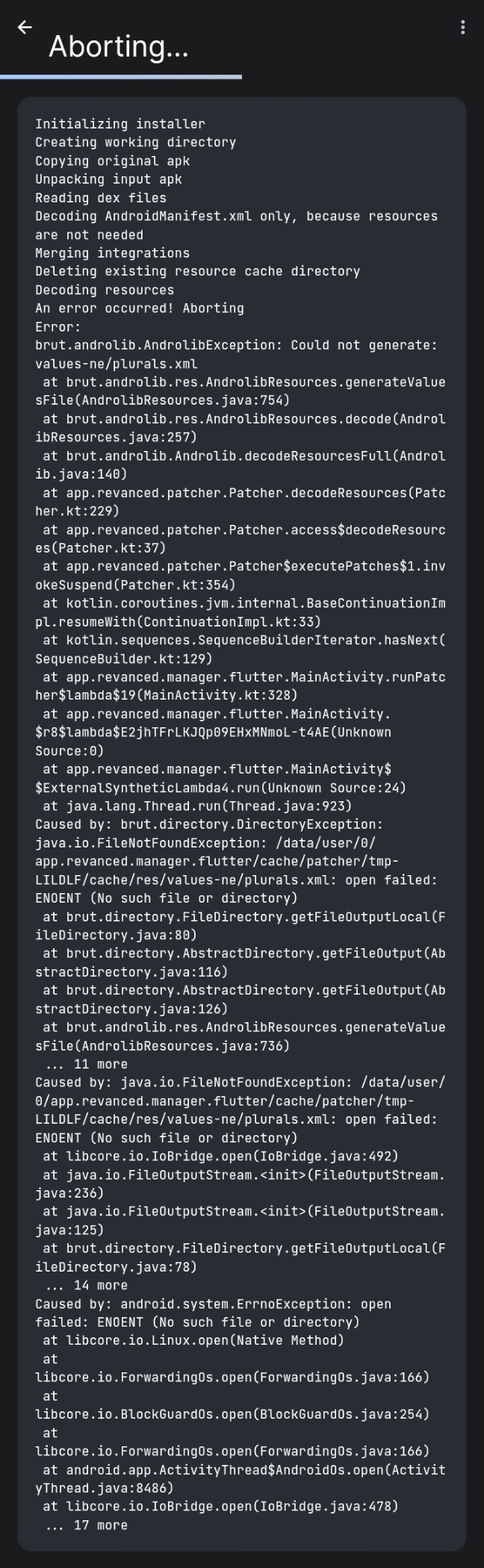 bug: aborted when patching YouTube · Issue #484 · ReVanced/revanced-manager · GitHub